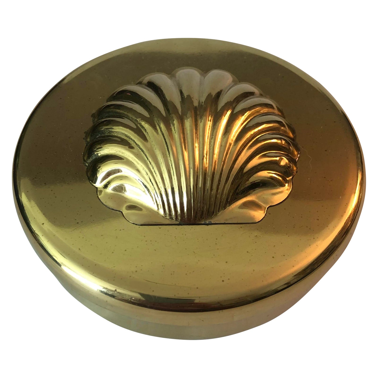 1960s English Lacquered Brass Clam Shell Box | Chairish
