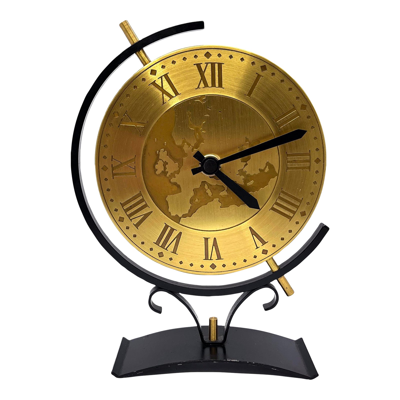 1970s Modernist Brass Mantel Clock, Weimar Germany | Chairish