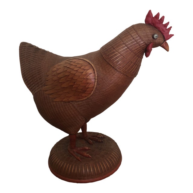 Chinese Wicker Chicken Container, Mid-Century. | Chairish