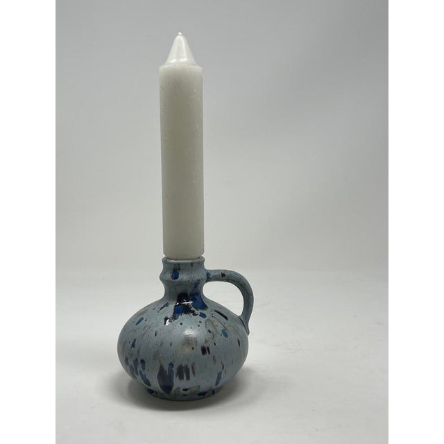 Vintage Mid 20th Century Ceramic Splatterware Candlestick Jug | Chairish