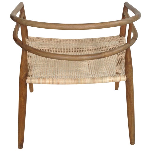 Finley Chair with Woven Rattan Seat, Teak | Chairish