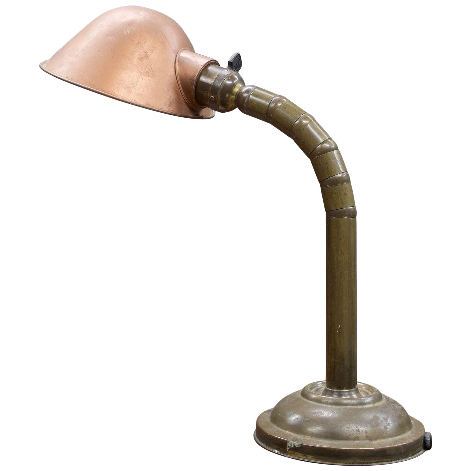 Early Century Farmhouse Prototype Gooseneck Table Reading Lamp | Chairish