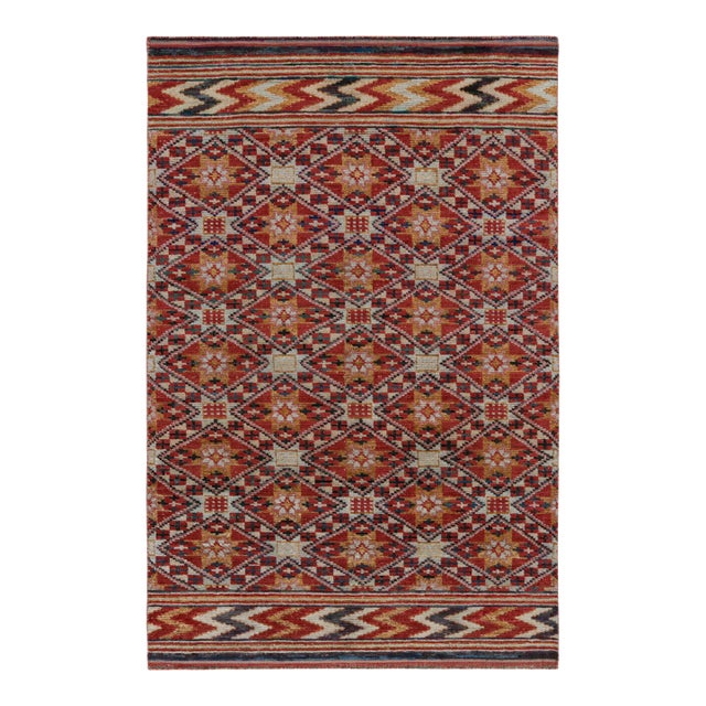 Rug & Kilim’s Moroccan Style Rug in Red With Gold Geometric Patterns ...