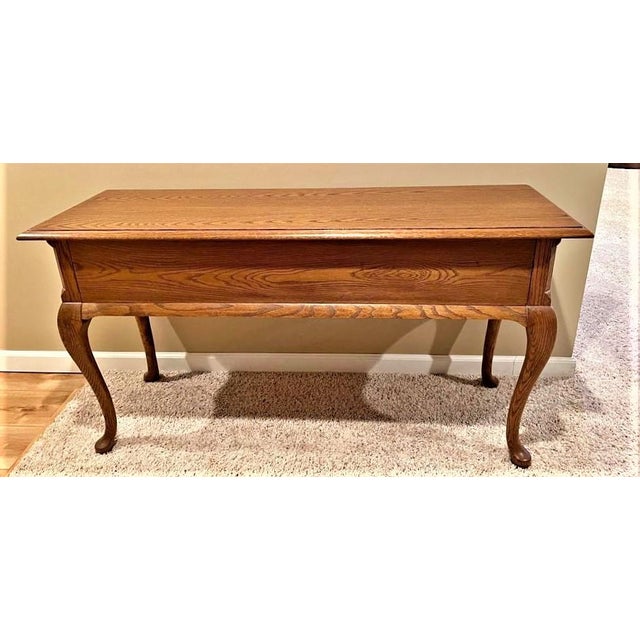 Vintage Thomasville Solid Oak Console Table - 1970s | Chairish