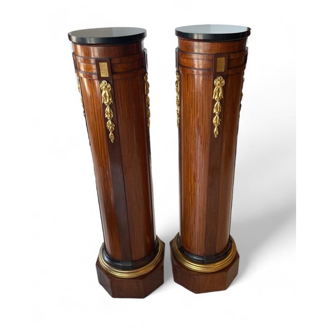 Early 20th Century French Walnut Neo-Classical Pedestals -A Pair | Chairish