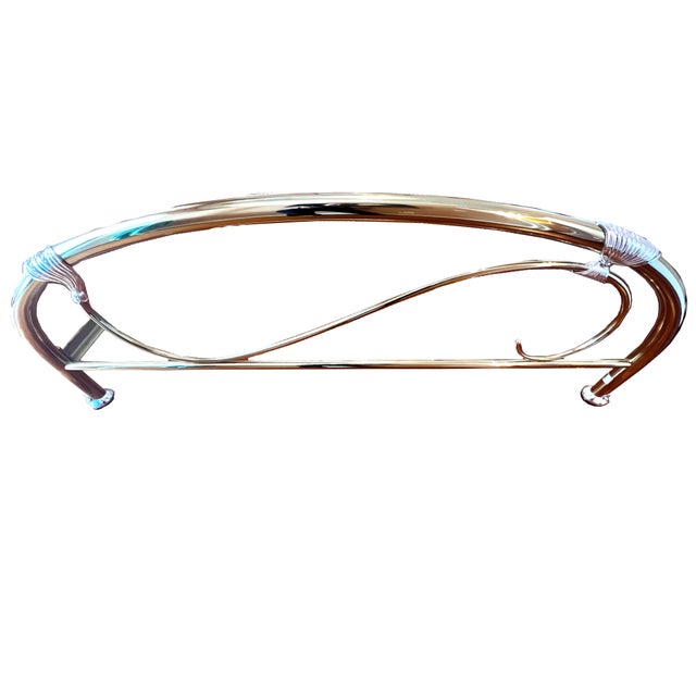 1980s Art Deco Brass Gold & Silver Curved Italian King Bed Frame | Chairish