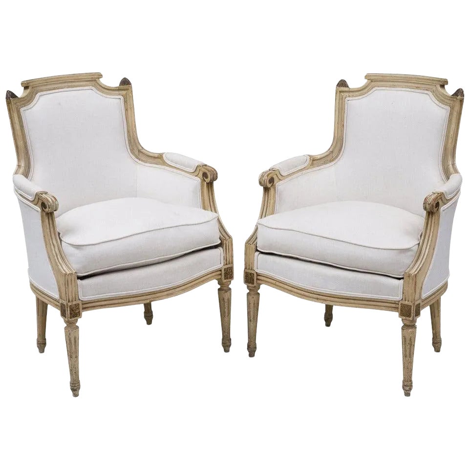 French Louis XVI Style Bergères - a Pair | Chairish