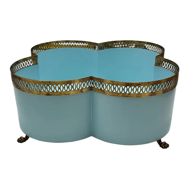 Contemporary Chelsea House Modern Antique Gold Iron Blue Lagoon Tracery ...