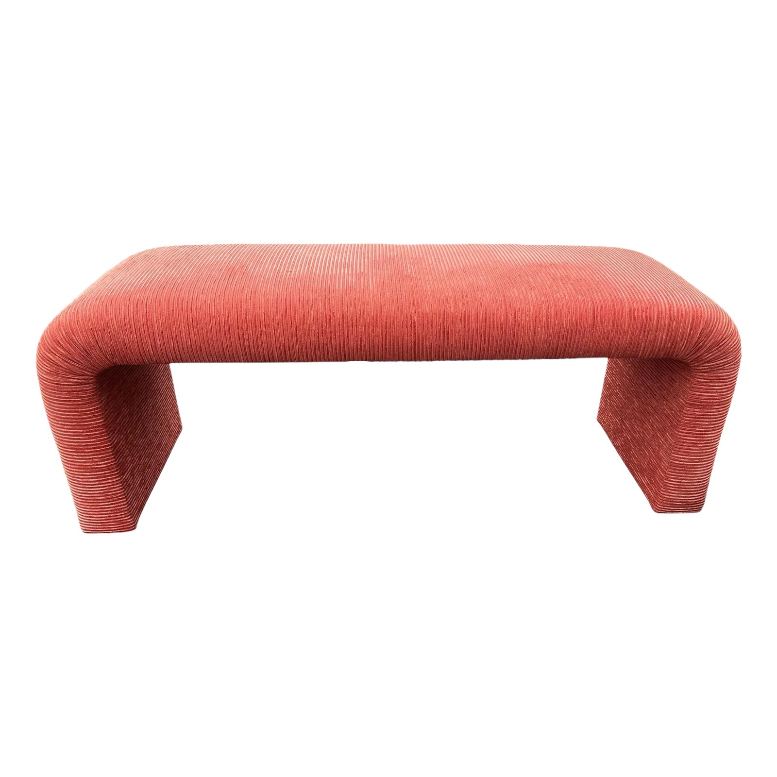 Steve Chase Modern Designer Coral Velvet Upholstered Waterfall Bench ...
