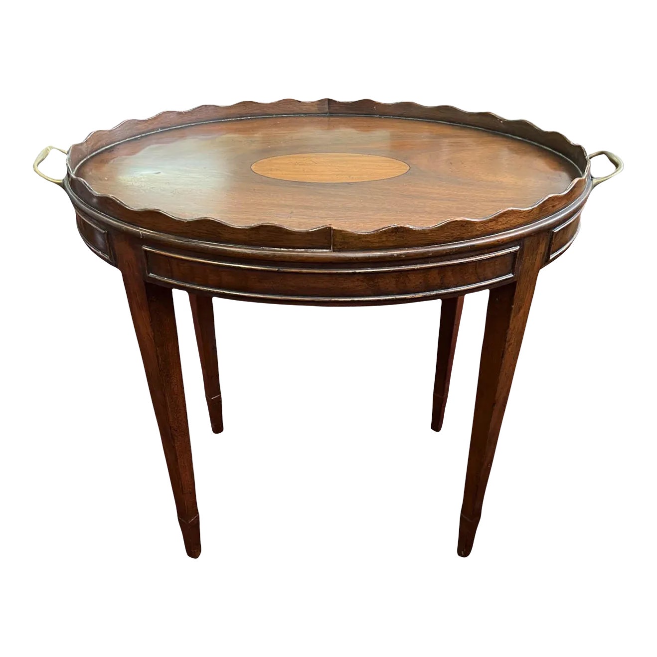 1950s Mahogany Oval Tea Tray Table by Kittinger | Chairish