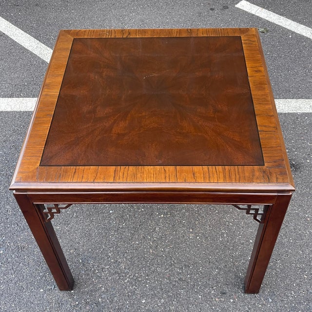 Vintage Chippendale by Drexel Traditional Banded Mahogany Square Side ...