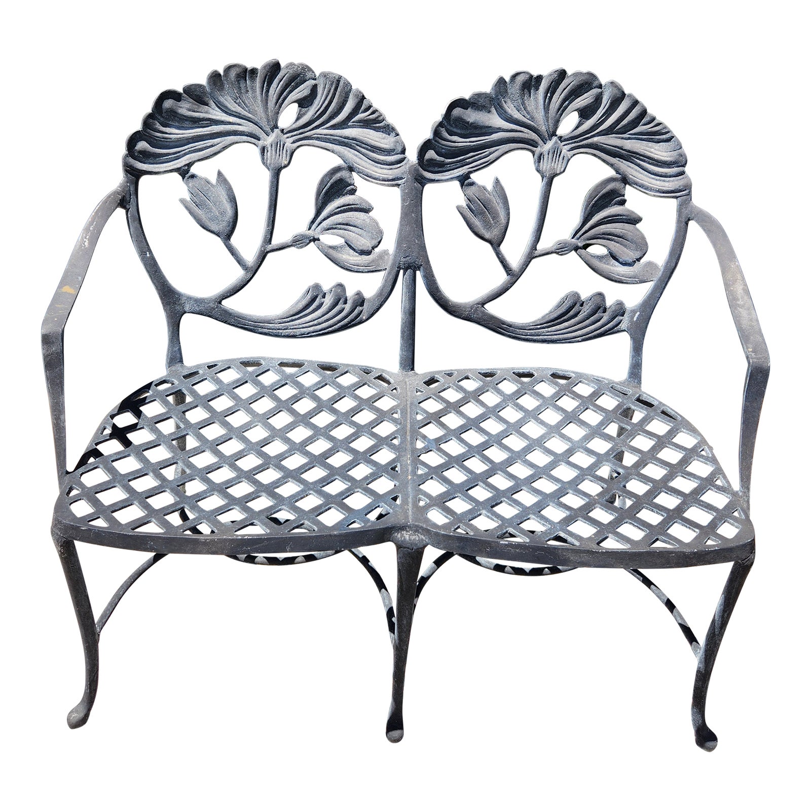 Vintage Phyllis Morris Style Cast Aluminum Outdoor Loveseat | Chairish
