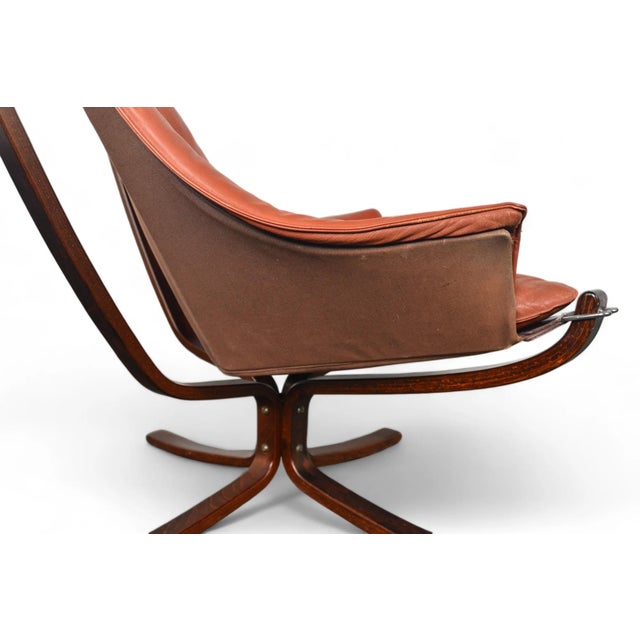 Highback Winged Falcon Chair in Rust Leather | Chairish