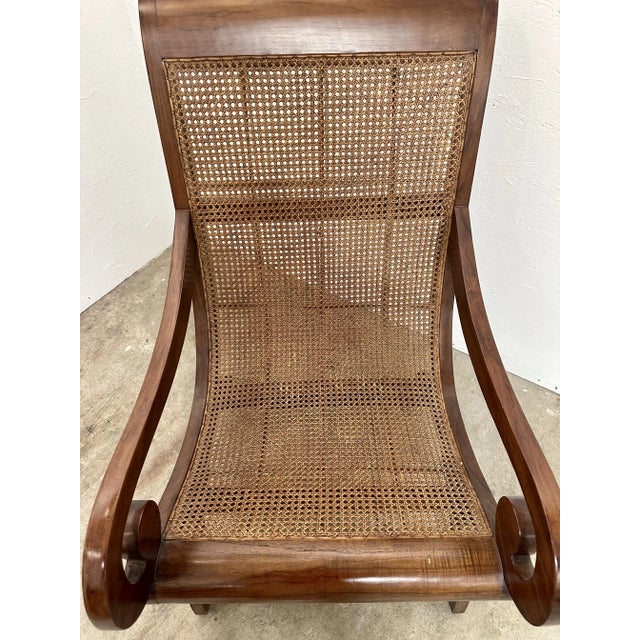 Colonial Style Plantation Cane Arm Chair. Carved Mahogany Frame With ...