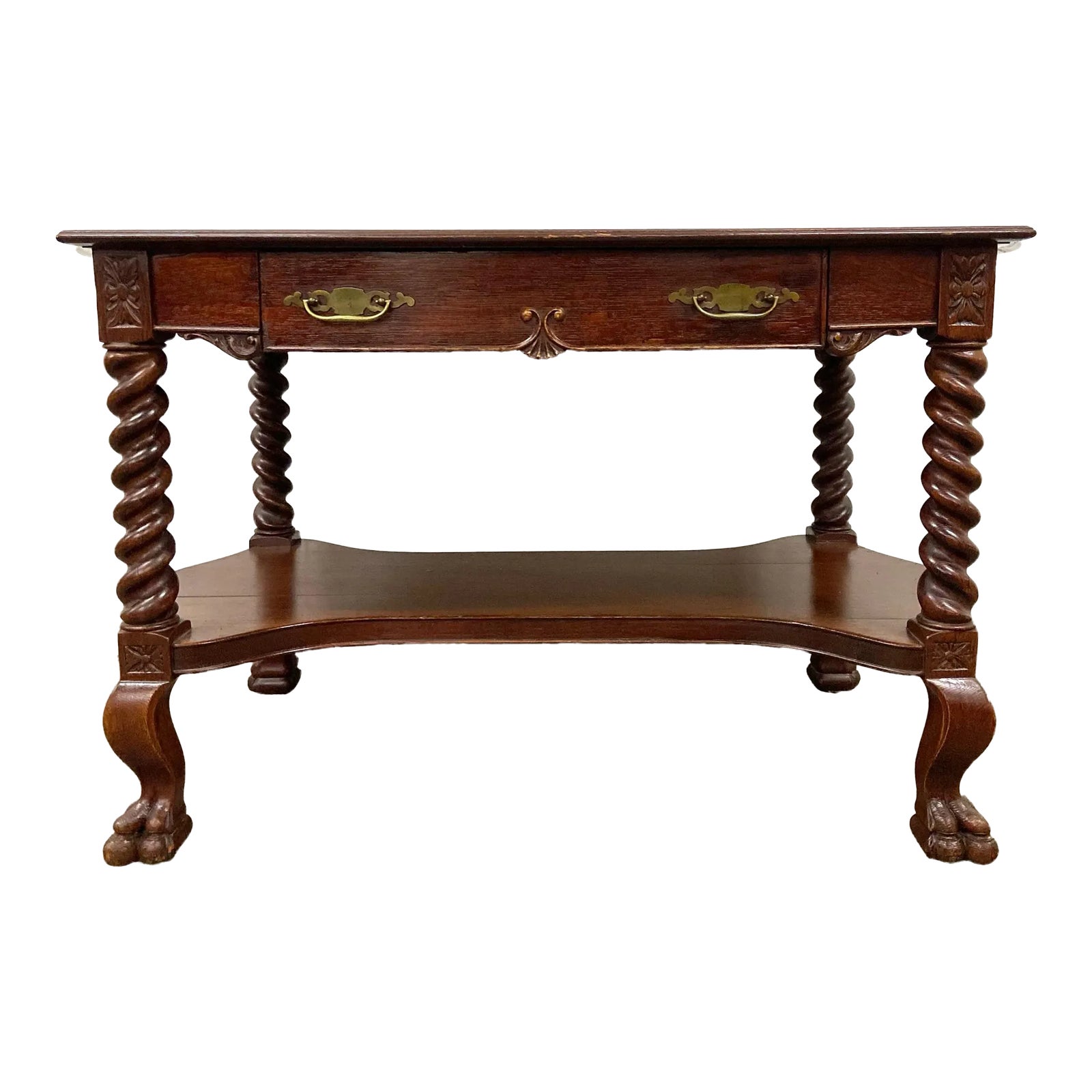 Vintage French Style Barley Twist Claw Foot Writing Desk Writing Table ...