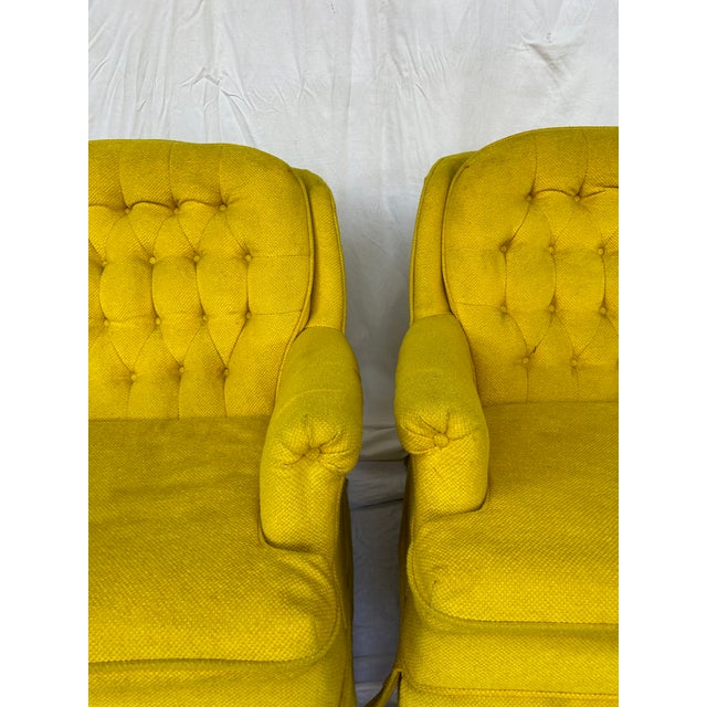 1970s Hollywood Regency Citron Tufted Swivel Rockers- a Pair | Chairish