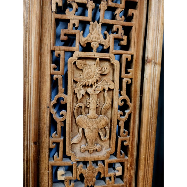 1900s Chinese Carved Wood Filigree Window Plaque | Chairish