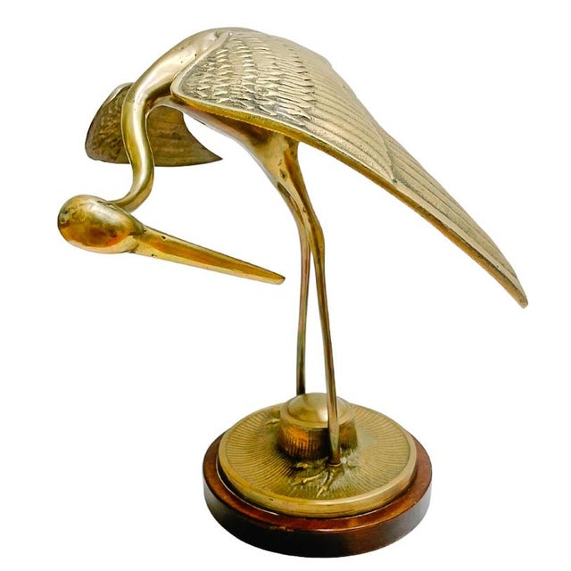 Mid-Century Extra Large Brass Cranes on Wood Bases - a Pair | Chairish