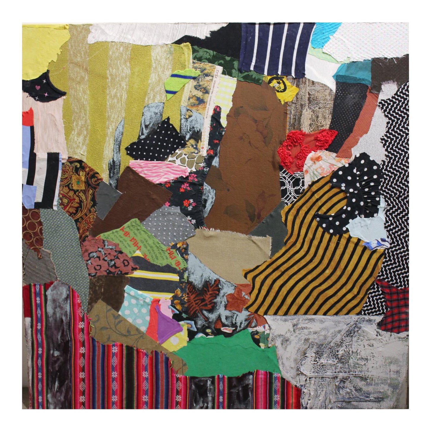 "Self-Portrait" Abstract Fabric Assemblage Work 2010s | Chairish