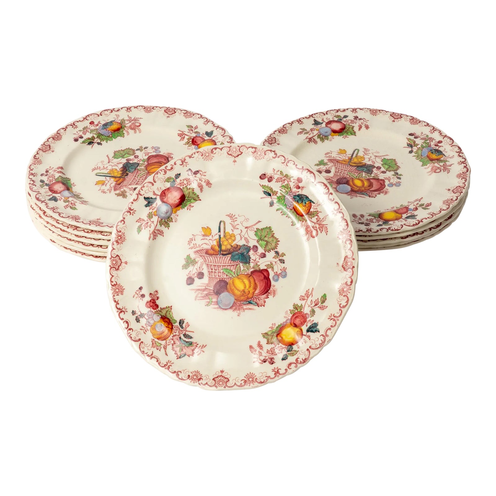 Vintage Mason's Ironstone China Salad Plates - Fruit Basket Pattern ...