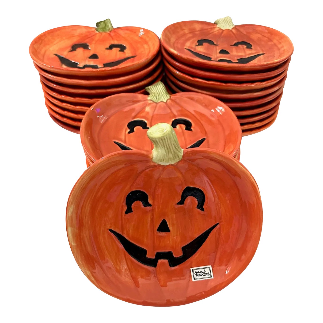 Fitz & Floyd Jack-O-Lantern Pumpkin Plates-Set of 6 | Chairish