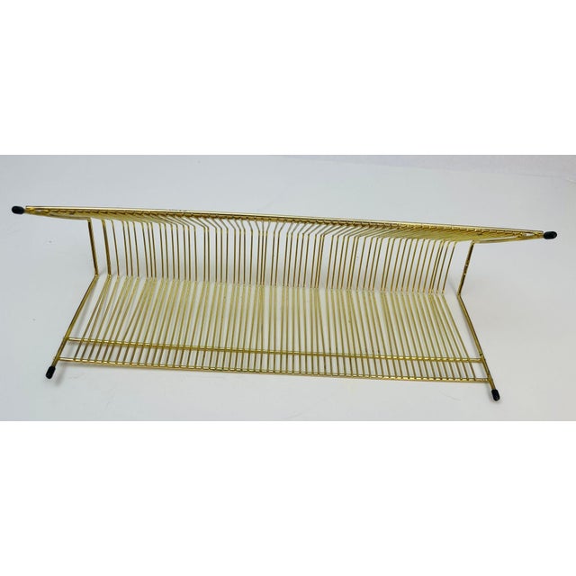 Vintage Wire Brass Record Rack Vinyl Record Storage 1950's | Chairish