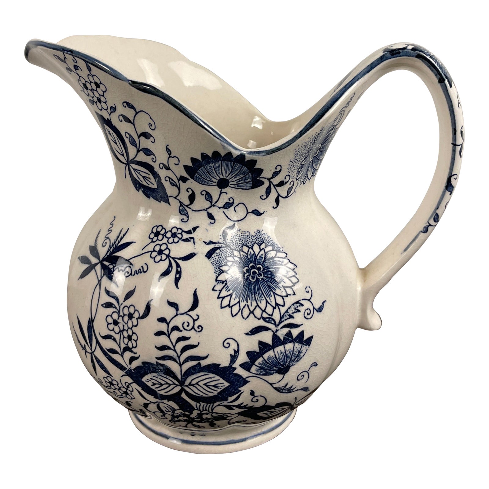 Vintage Japanese Blue Onion Pitcher | Chairish