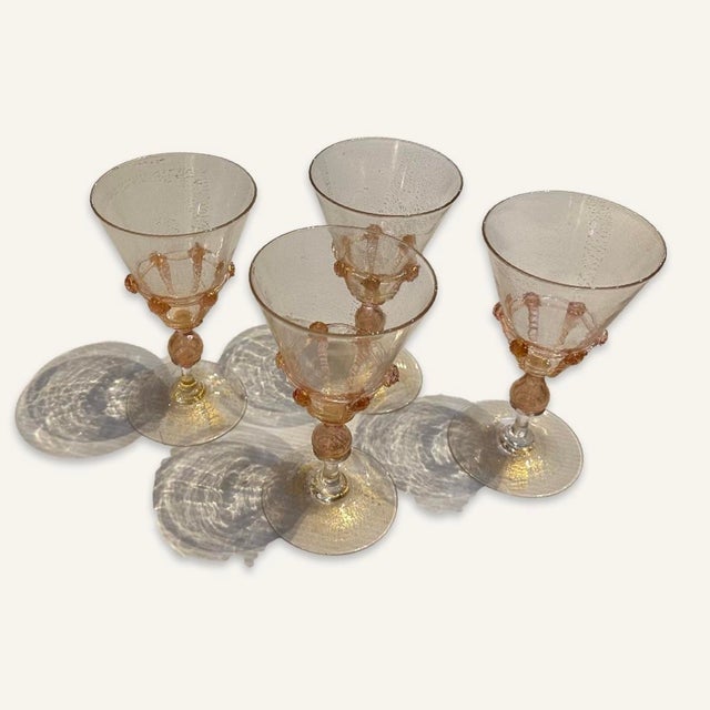 Mid 20th Century Venetian Salviati Translucent Pink and Gold Leaf ...