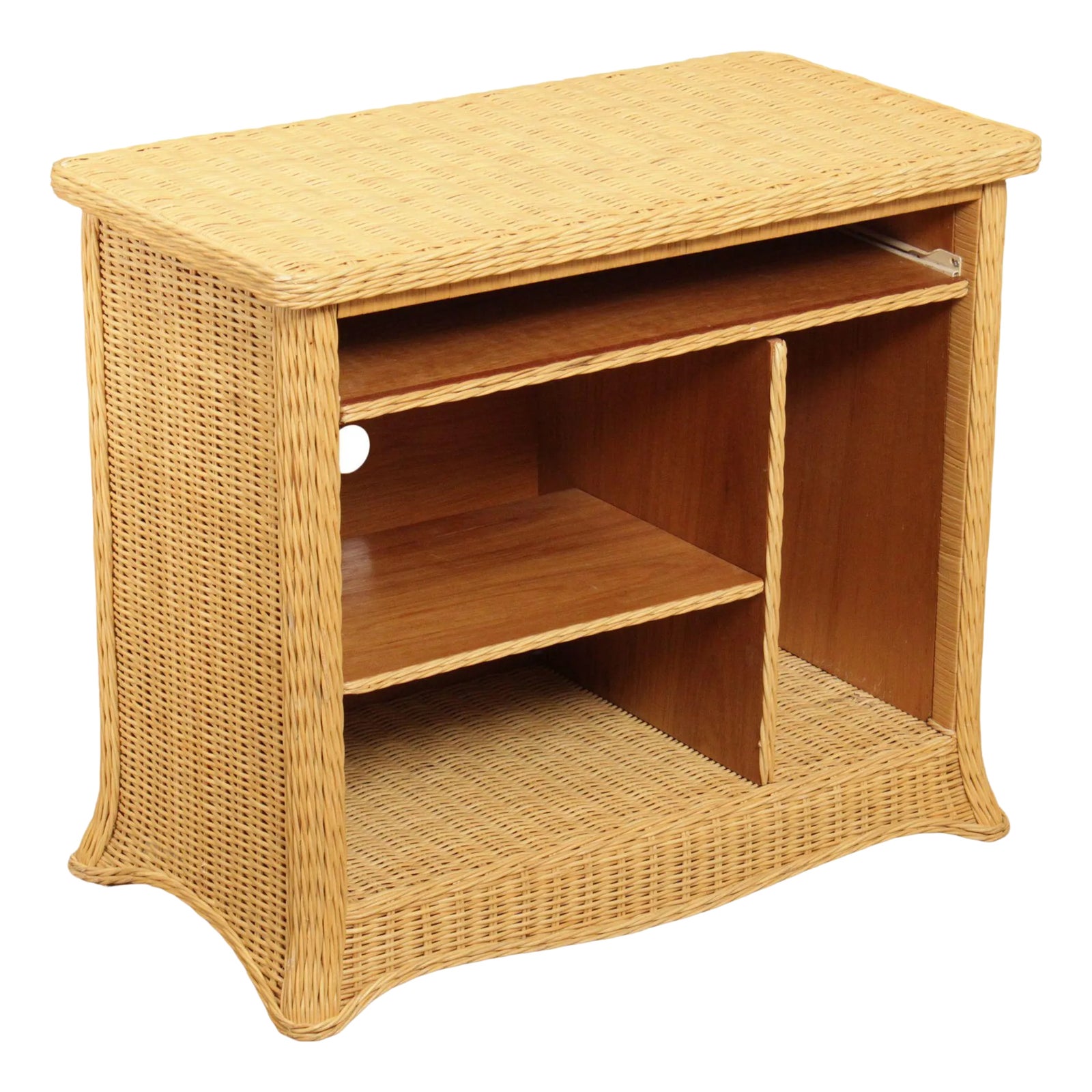 Vintage Wicker Computer Desk Console | Chairish