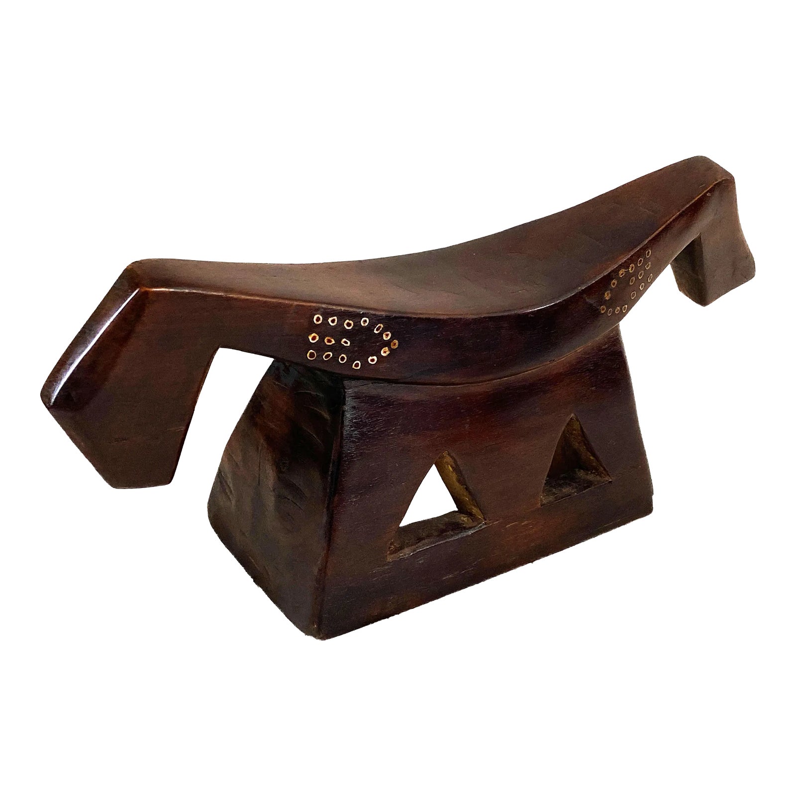 Old Dinka Headrest W/ Metal Studs South Sudan African 17.25" W | Chairish