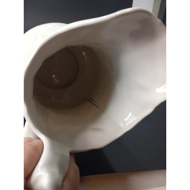 Vintage Ceramic Pitcher with Florals Leaves French Country Farmhouse ...