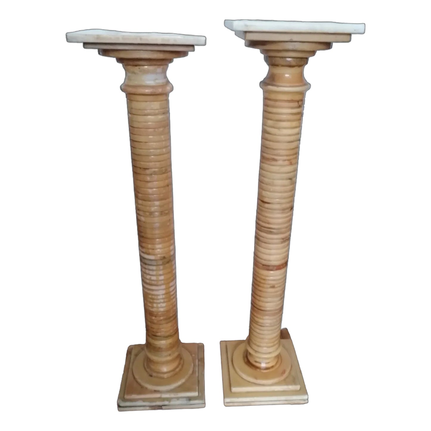 Onyx Columns Worked in Layers, 1920s, Set of 2 | Chairish