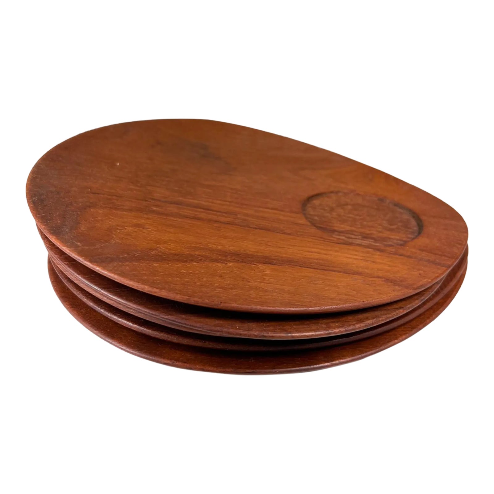 1960s Teakwood Snack Plates Lunning Inc Denmark- Set of 5 | Chairish