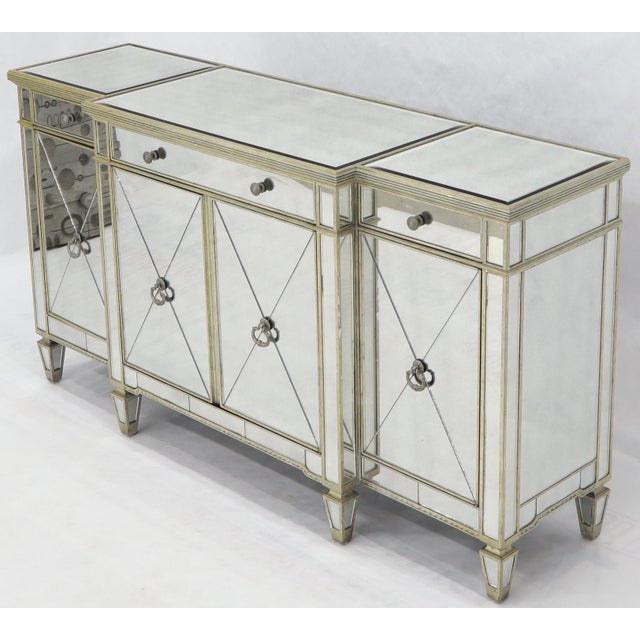 Mirrored Glass 4-Door Sideboard | Chairish