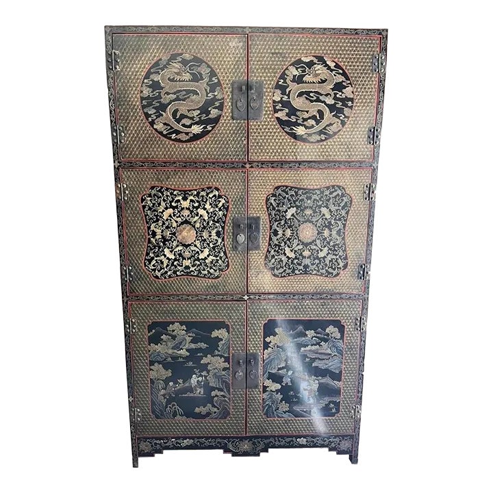 1910s Chinese Storage Cabinet With Intricate Detailing | Chairish