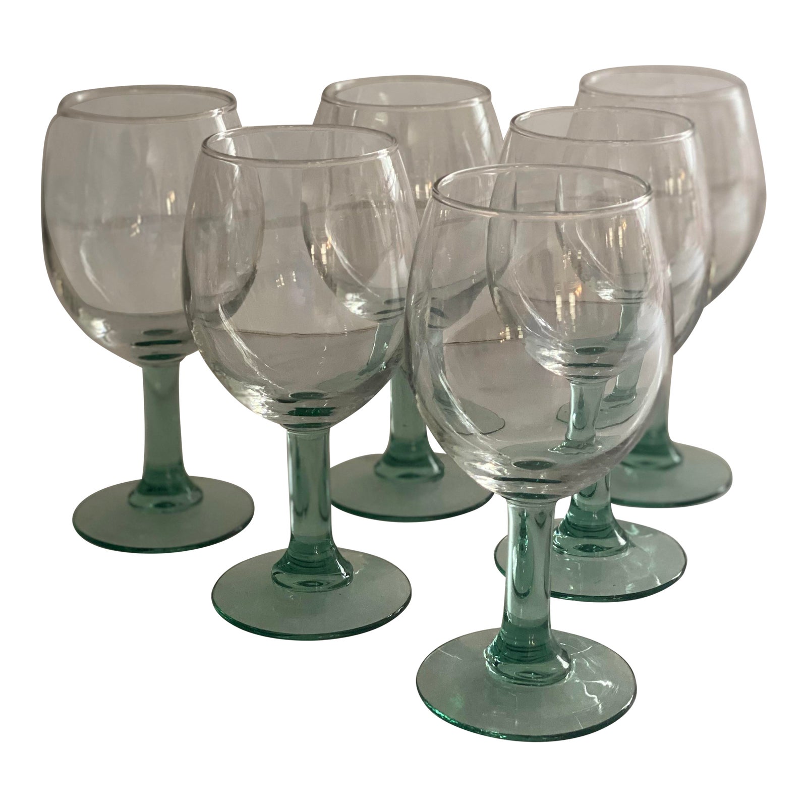 Vintage Crystal Green Cocktail Glasses- Set of 6 | Chairish