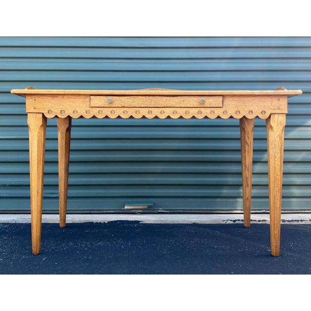 Weathered Oak Desk With Scallop Detail | Chairish
