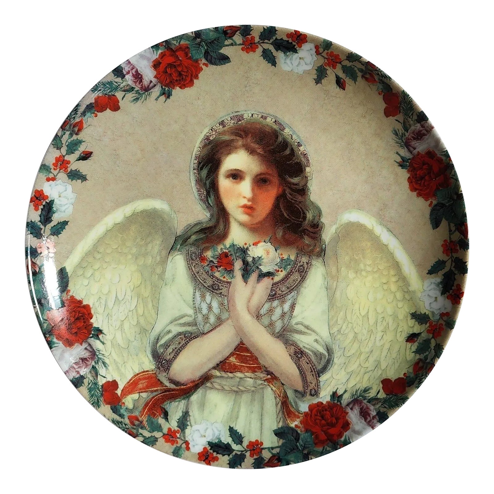 Vintage Porcelain 9.25" Angel Christmas Plate | Chairish