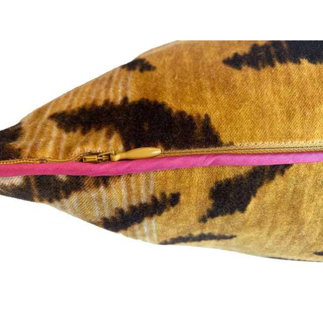 Velvet Tiger-Stripe Pillow Cover With Pink Trim | Chairish