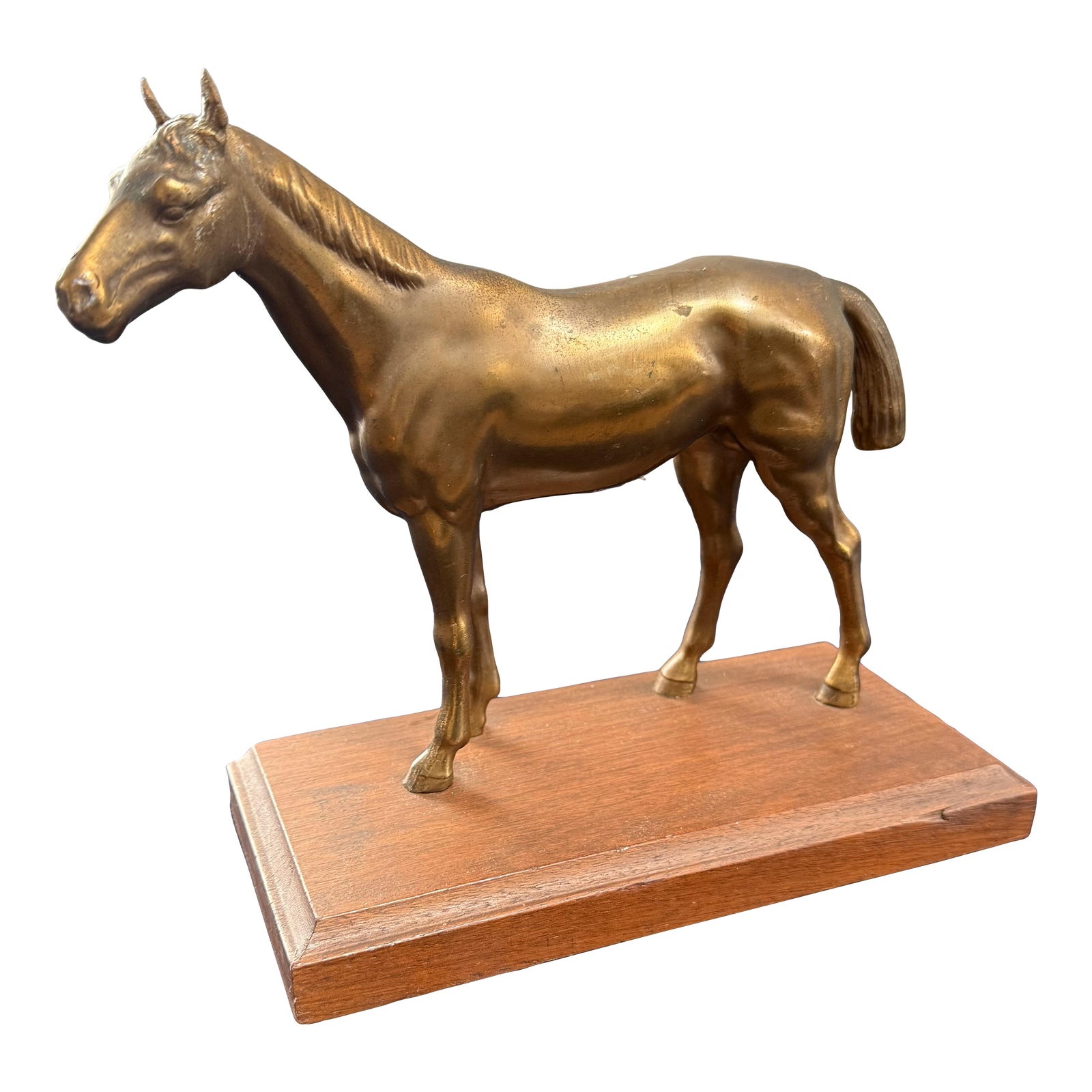 19th Century English Bronze Thoroughbred Horse Sculpture on Wood Base ...