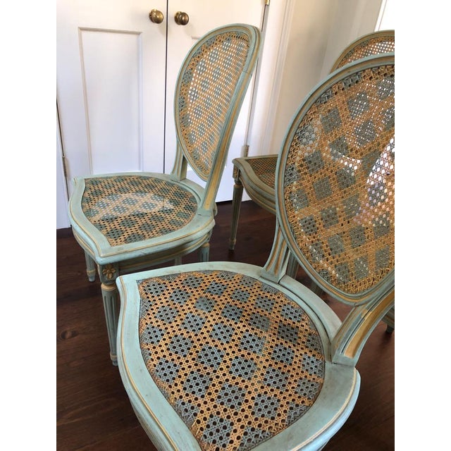 Mid 20th Century Set of 5 Vintage French Provincial Painted Cane Chairs ...
