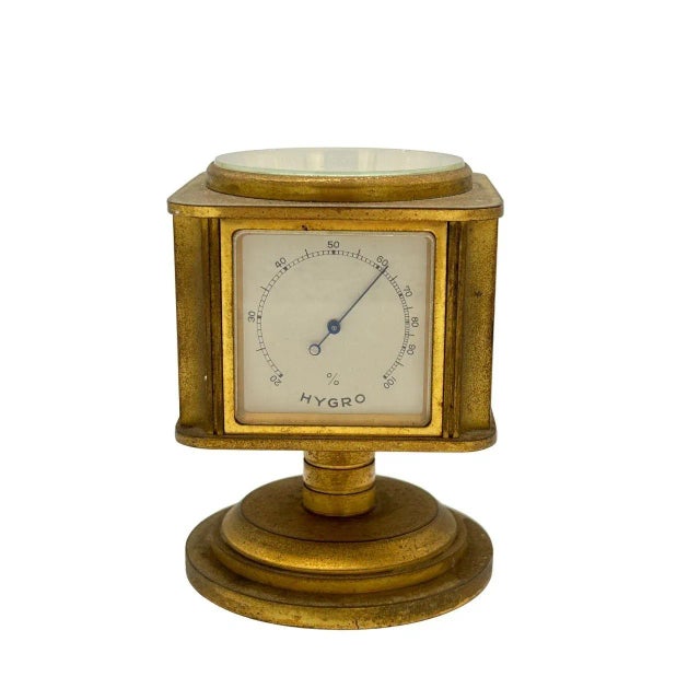 Vintage Rotating Desk Clock With Weather Instruments | Chairish