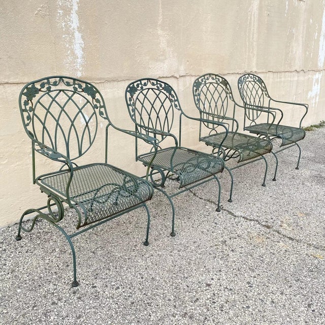 Mid 20th Century Wrought Iron Green Woodard Rose Style Garden Patio ...