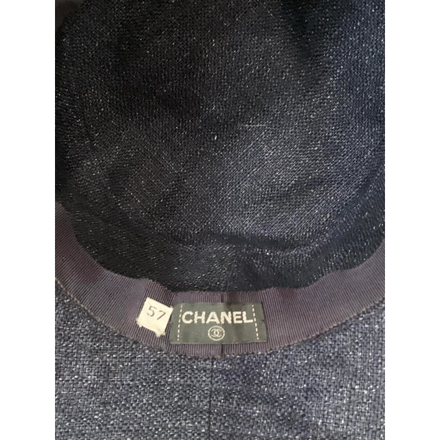Chanel Dark Blue Denim Hat With Quilted Brim | Chairish