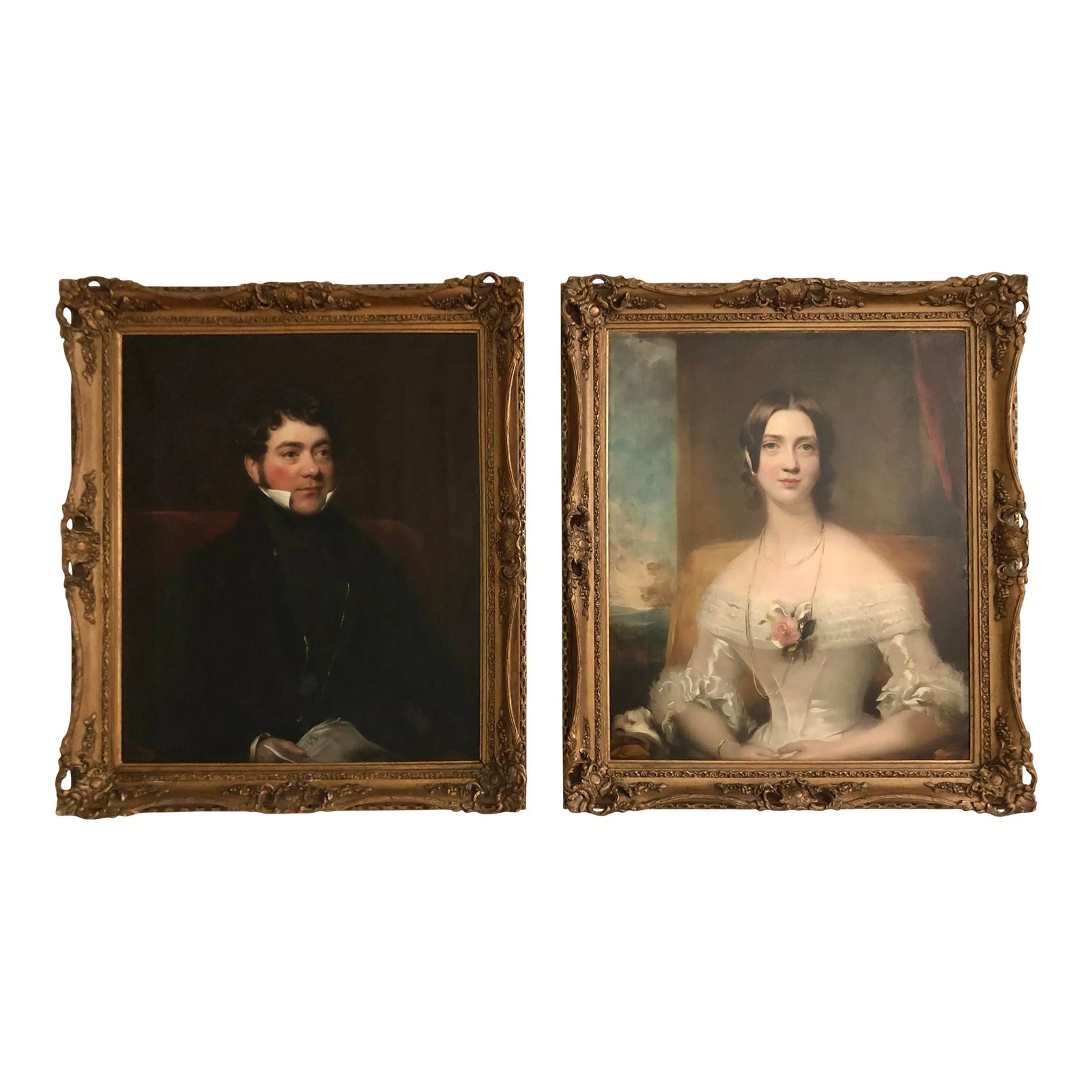 Early 19th Century Pair of Lady & Gentleman Portrait Paintings ...
