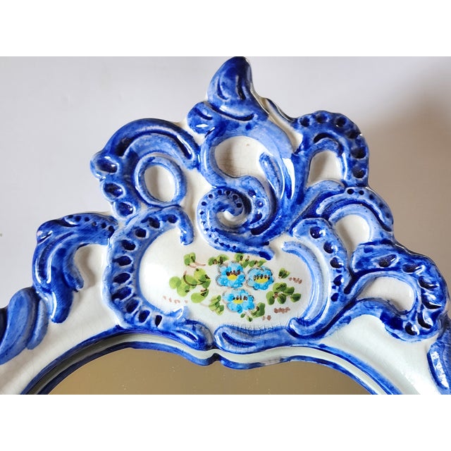 Vintage Handpainted Italian Porcelain Mirror | Chairish