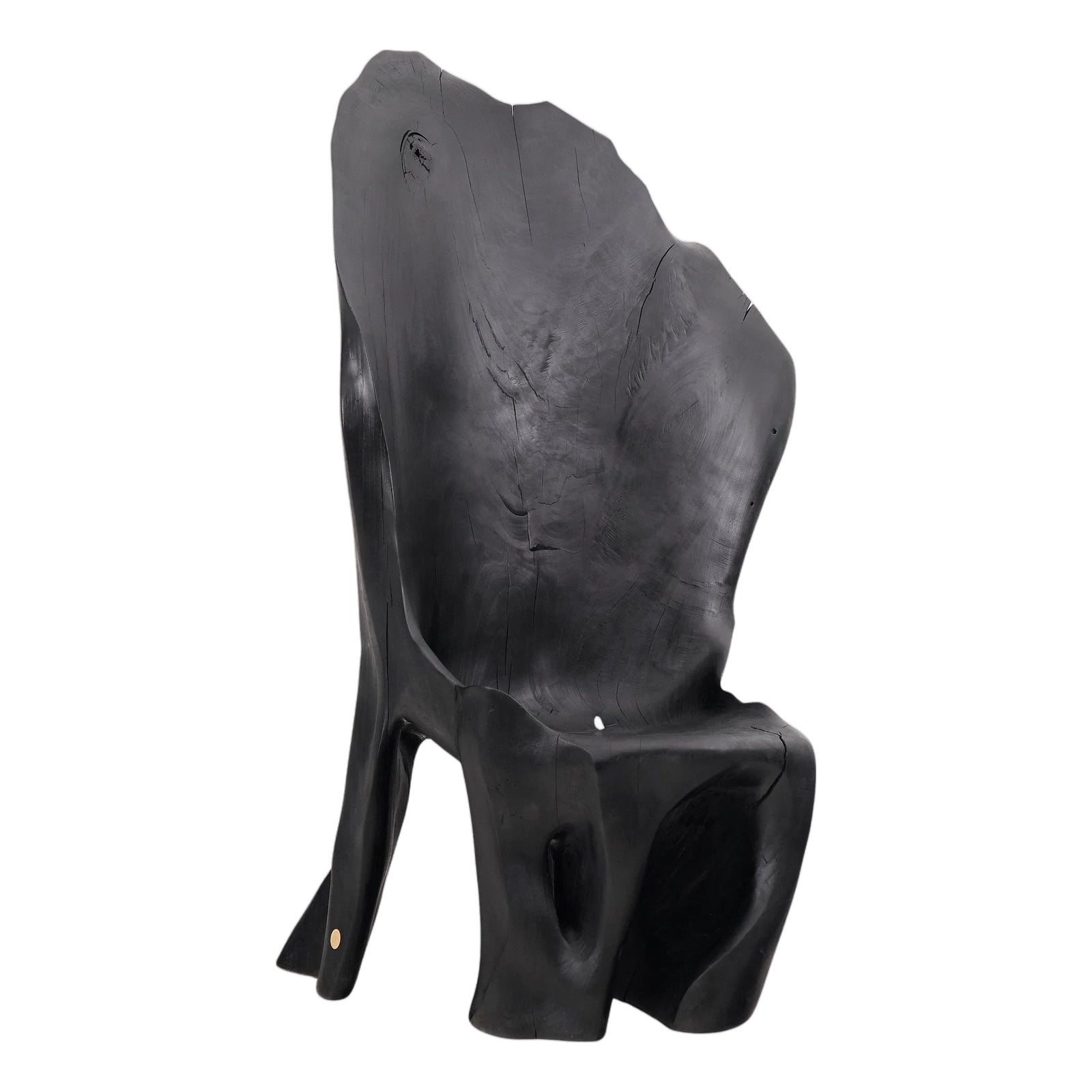 Charred Black Wood Throne Chair in Organic Form by Logniture | Chairish