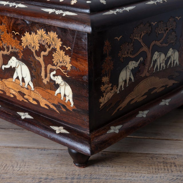 Anglo-Indian Rosewood Elephant Box | Chairish