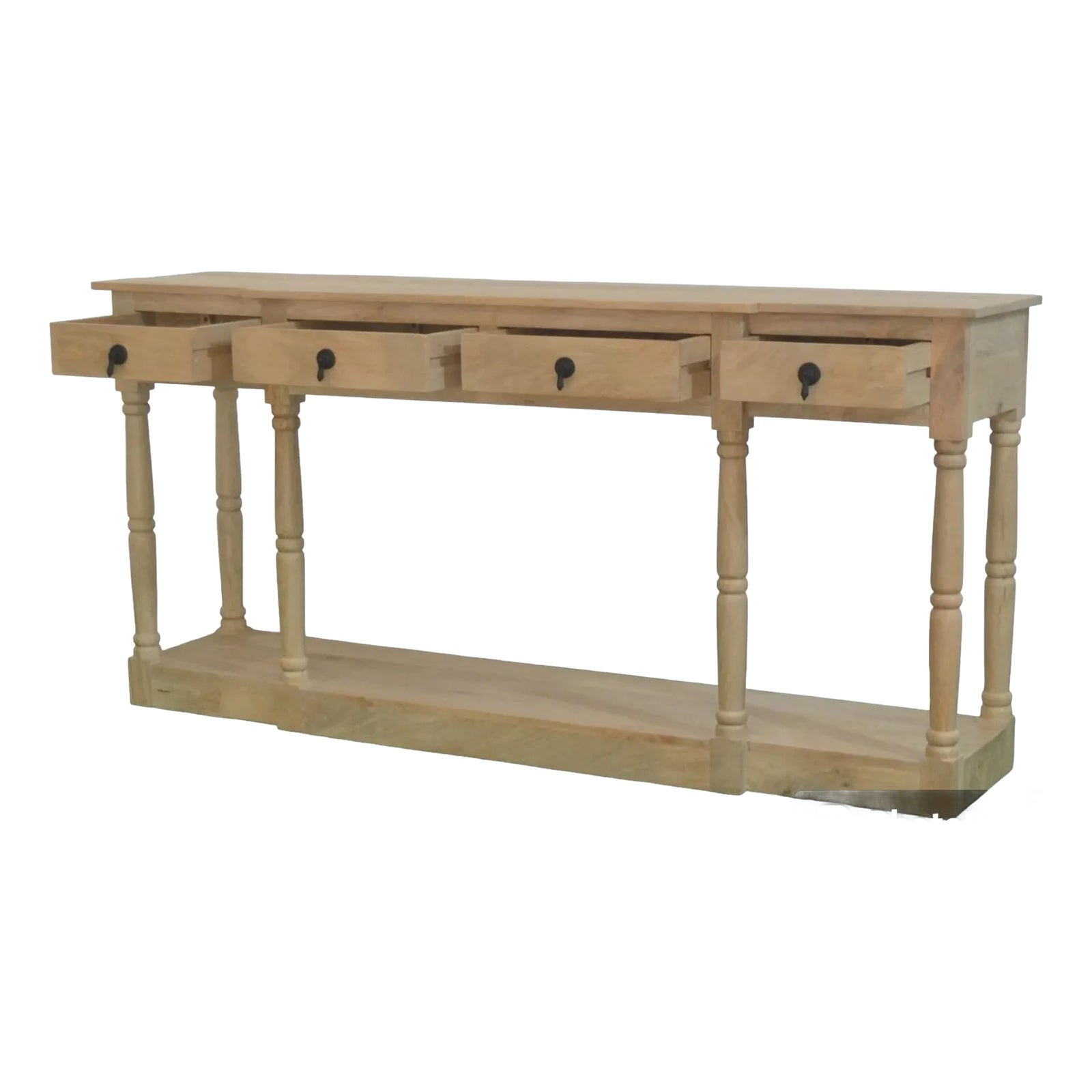 Modern Coastal 4 Drawer Breakfront Console Table | Chairish