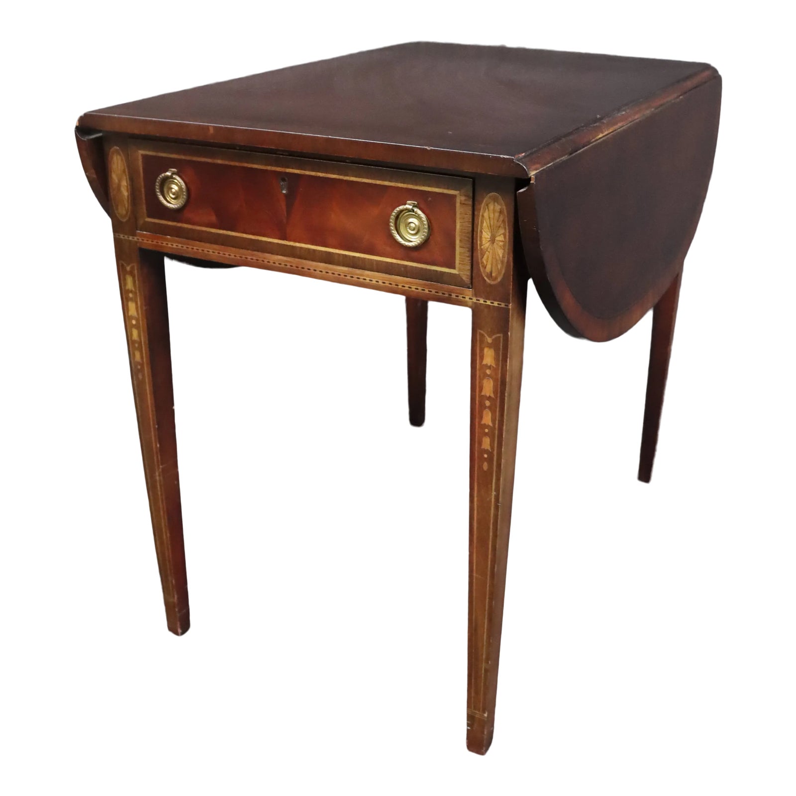 Wellington Hall Hepplewhite Style Mahogany Inlaid Pembroke Table | Chairish